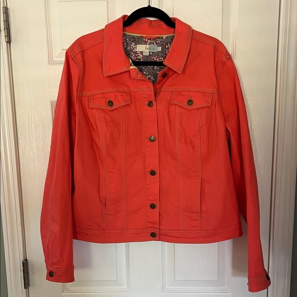Boden | Jackets & Coats | Boden Vibrant Coral Jean Jacket8 | Poshmark